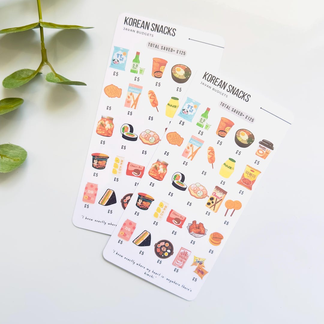 Korean Snacks Savings Challenge, Cash Stuffing, A6 Binder Insert, Javan ...