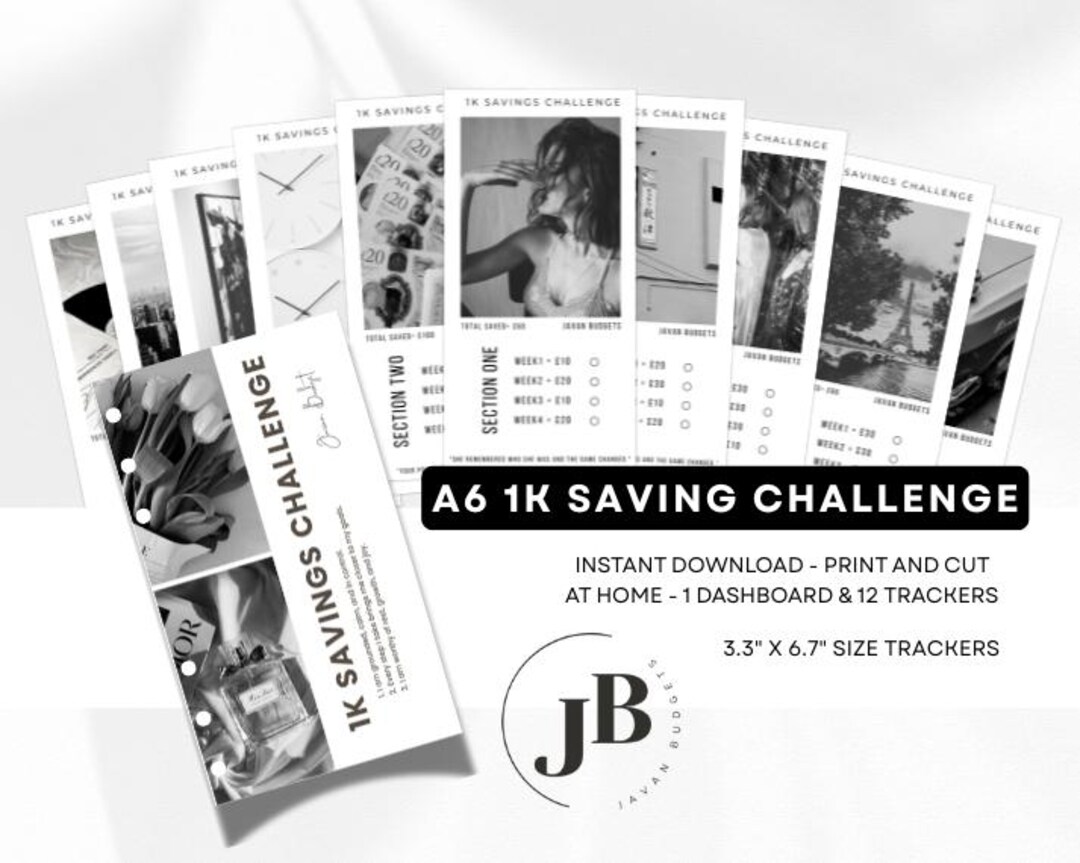 1K Savings Challenge Tracker: Printable A6 Cash Envelope Insert (PDF ...