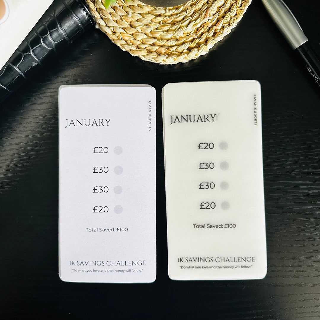 Monthly Savings Challenge Inserts 1k, 2k, 3k, 5K Goals A6 Cash Wallet ...