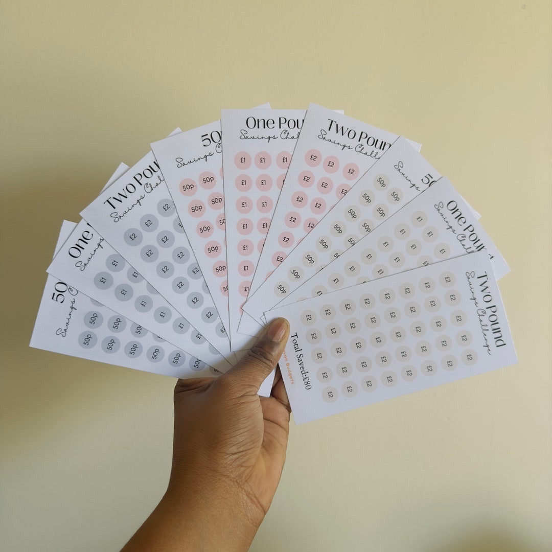 50p 1 2 Pounds Savings Challenge, Cash Stuffing, A6 Binder Inserts ...