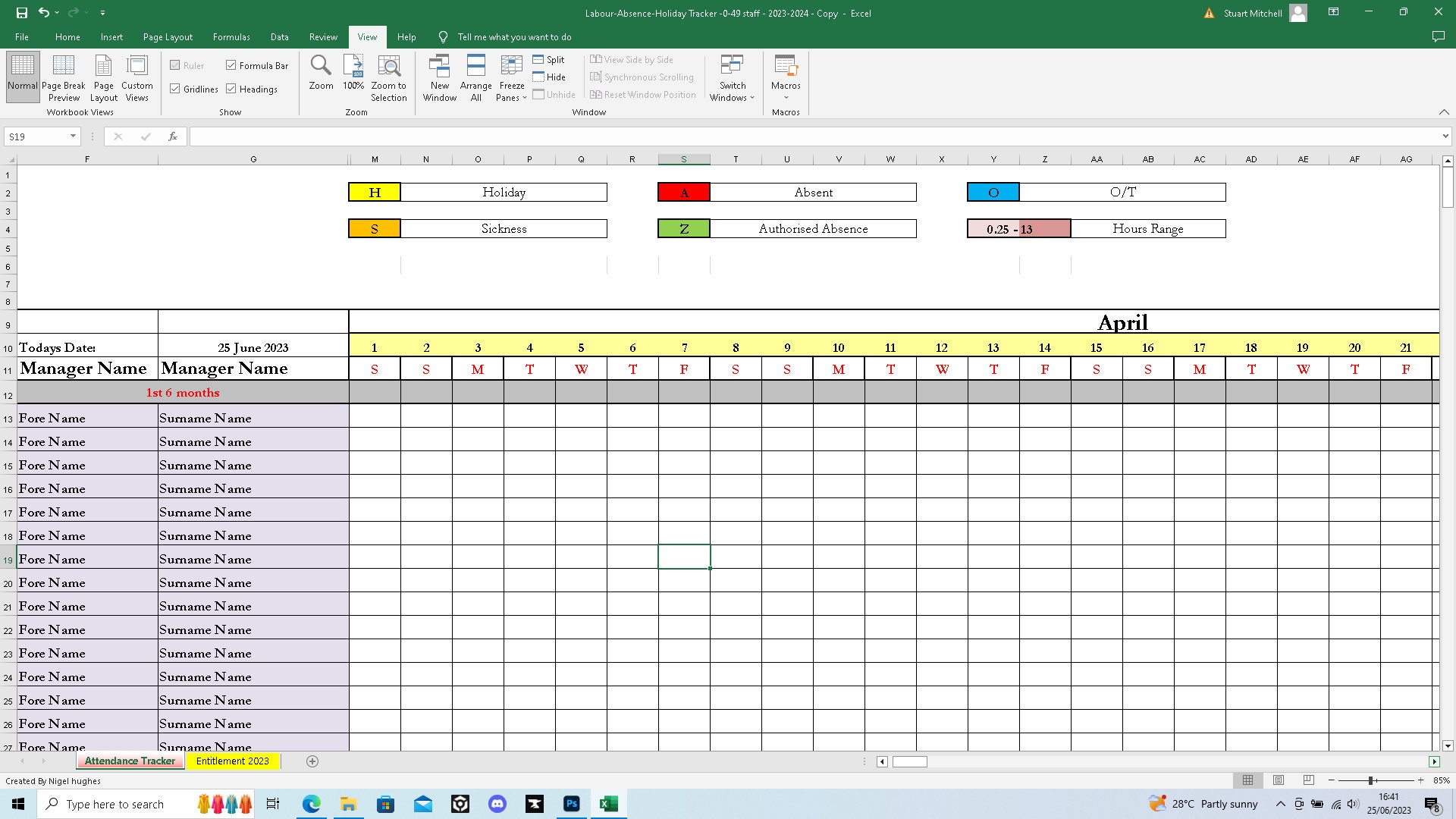 Leave, Sickness, Absence and Labour Tracker (1 To50 Staff - 12 Hour ...