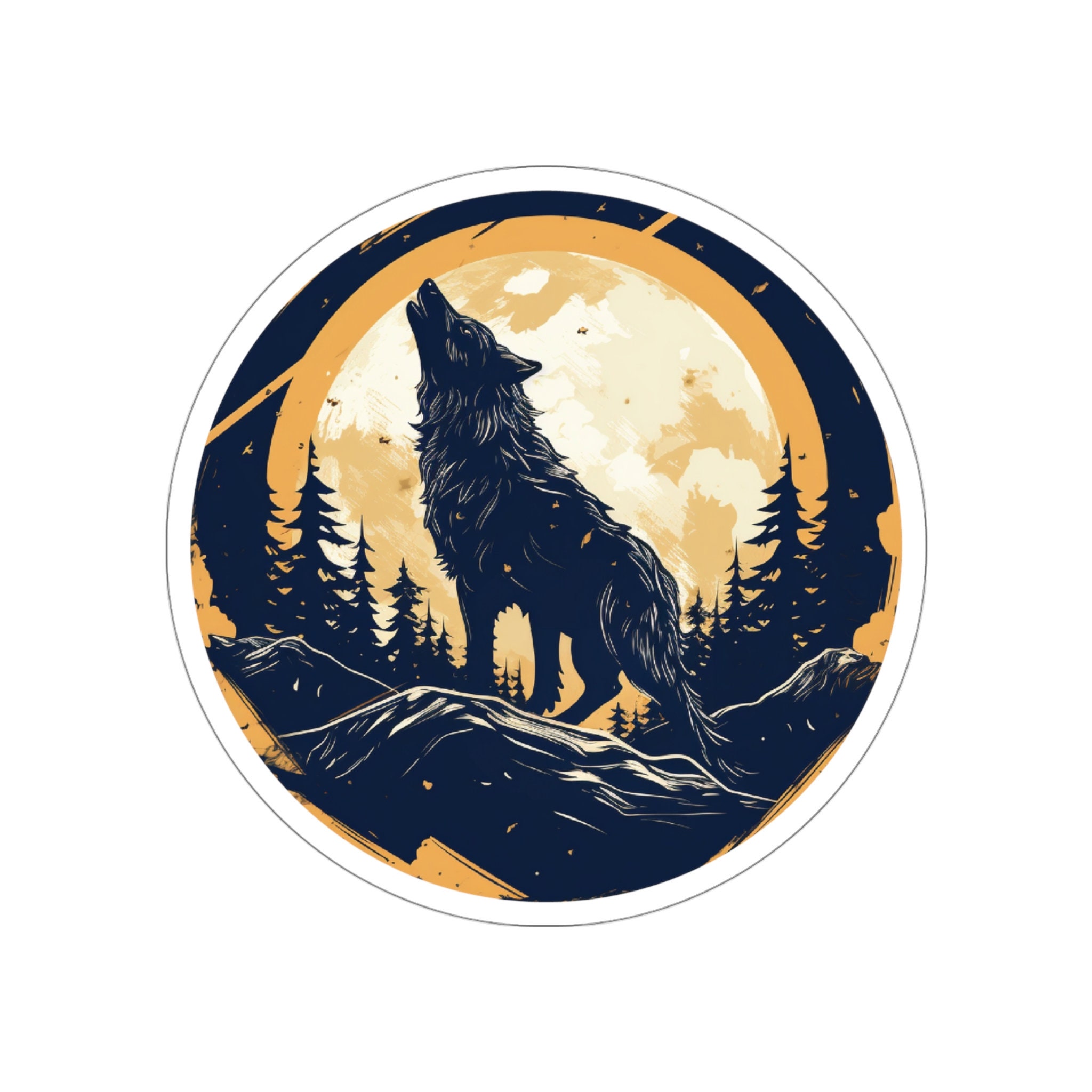 Wolf Die-cut Stickers, Howling Wolf Sticker, Laptop Sticker, Notebook ...