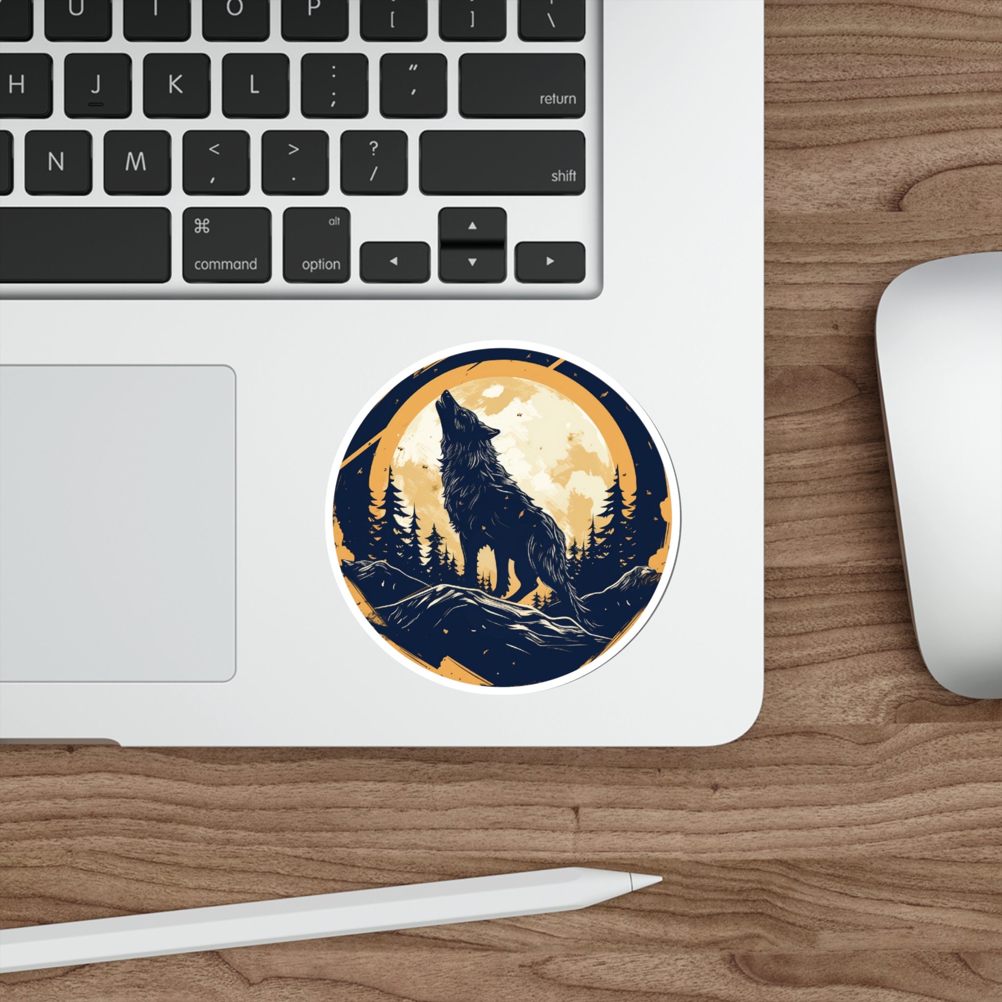 Wolf Die-cut Stickers, Howling Wolf Sticker, Laptop Sticker, Notebook ...