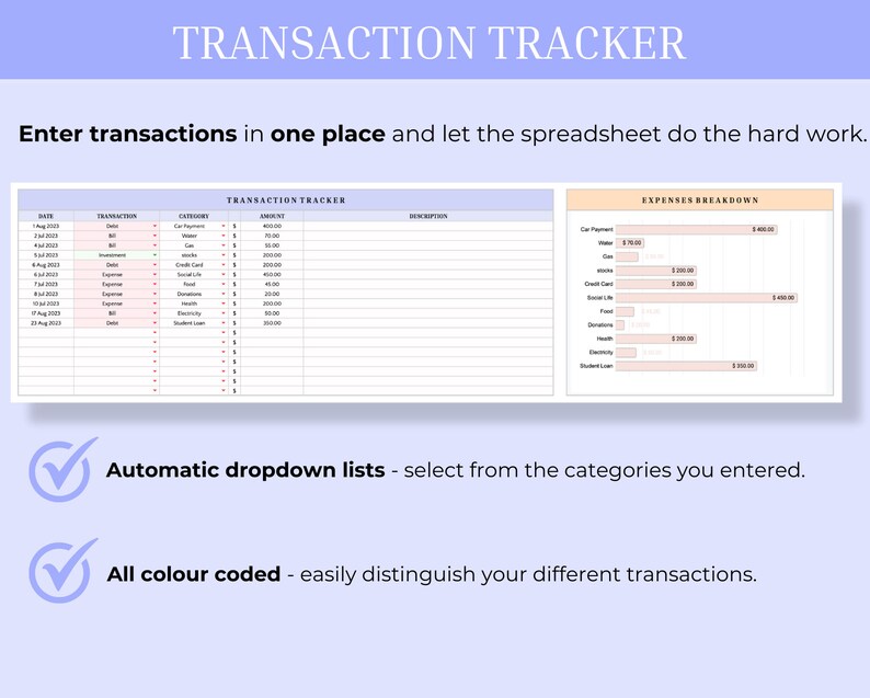 Monthly Budget Spreadsheet Template Google Sheets, Budget Planner ...