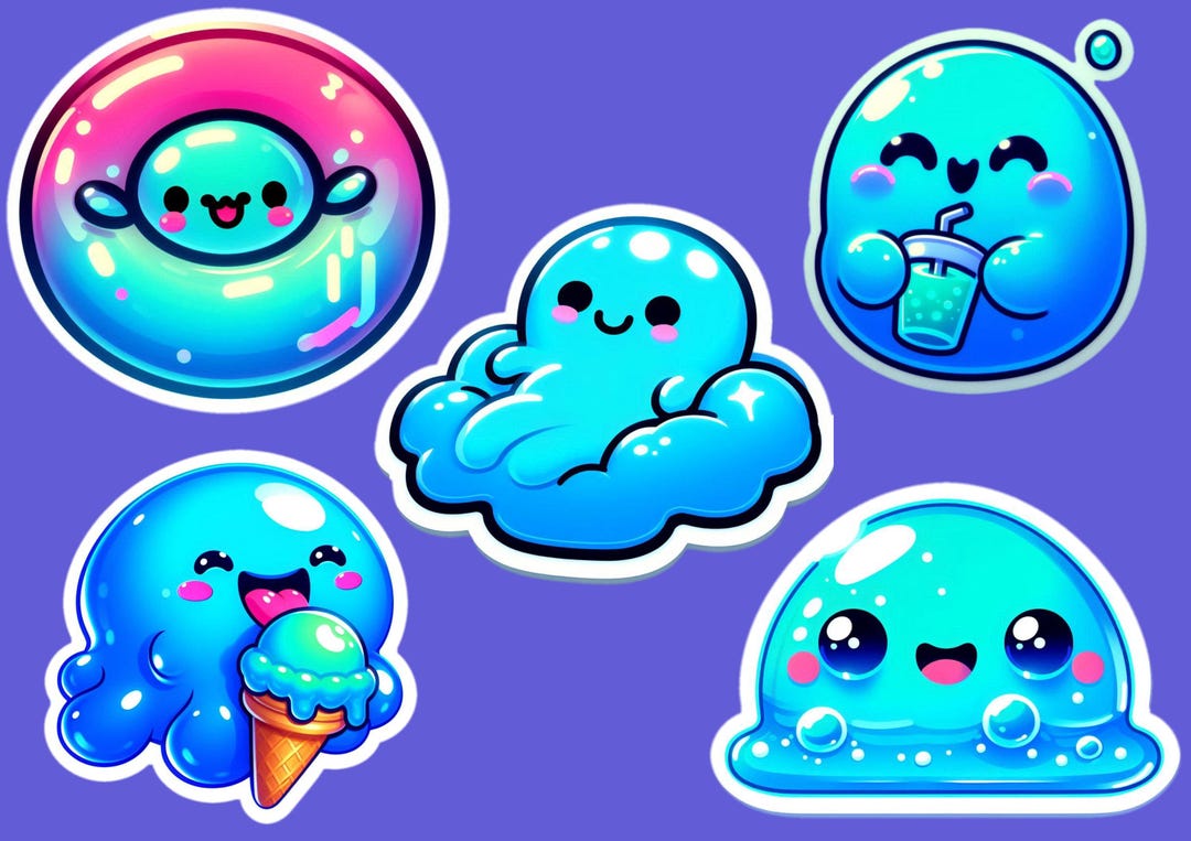 Cute Summery Blobs 16 Stickers PNG Transparent Background Planner ...