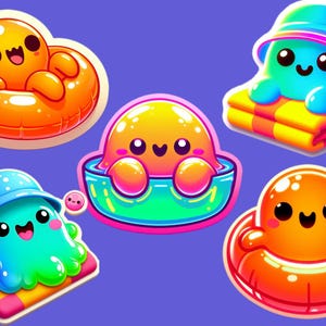 Cute Summery Blobs 16 Stickers PNG Transparent Background Planner ...