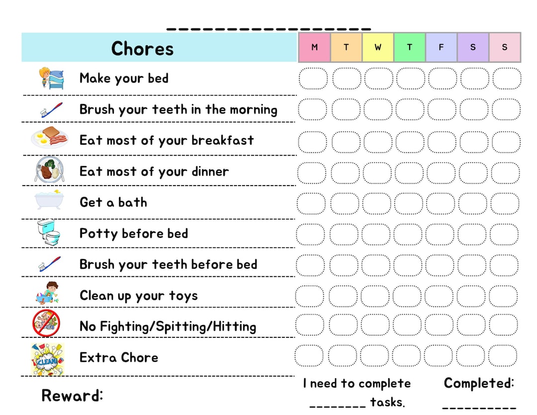 Tablas de tareas para niños - Etsy México