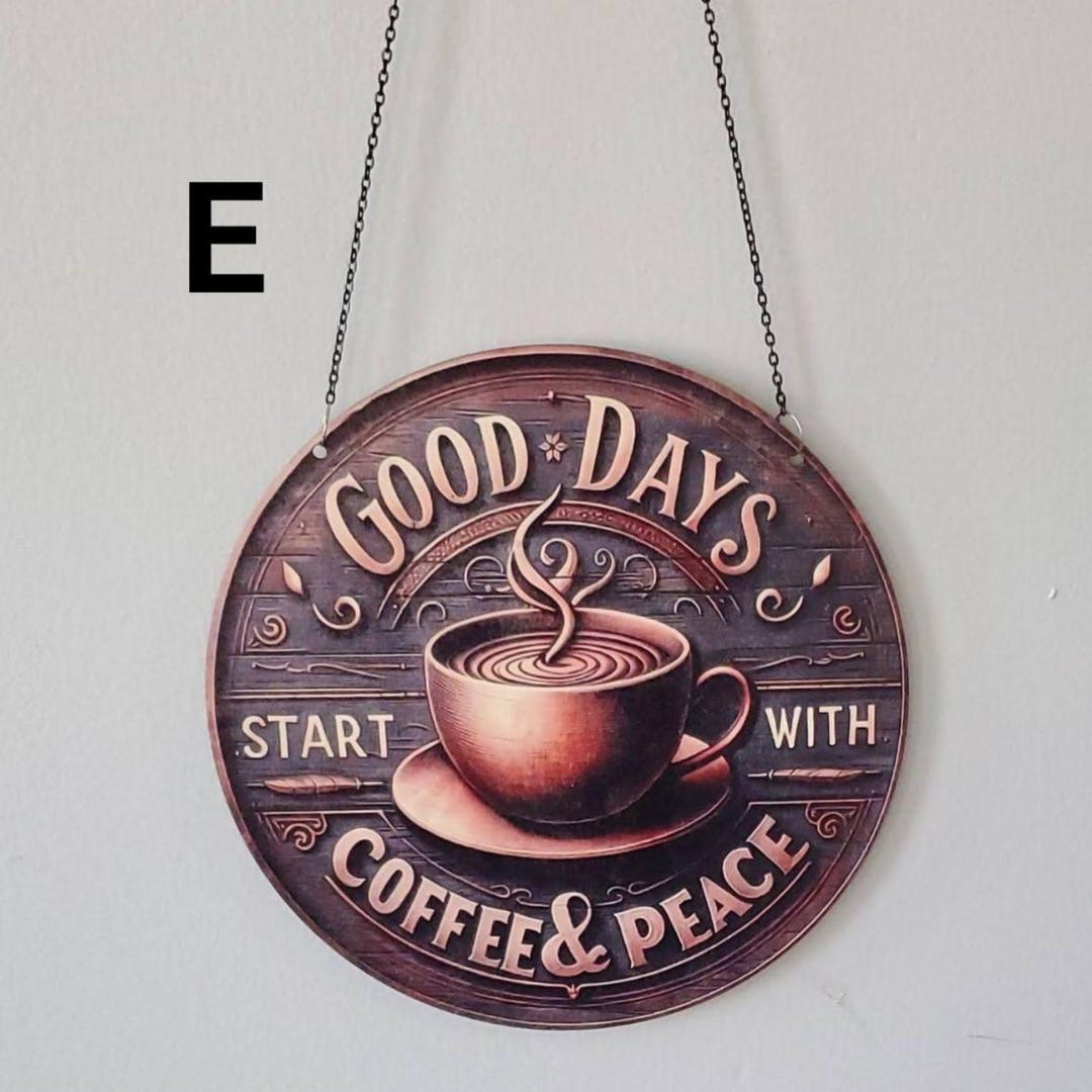 Coffee Sign Wood Rustic Style. Hanging From a Twine Decorated With Wood ...