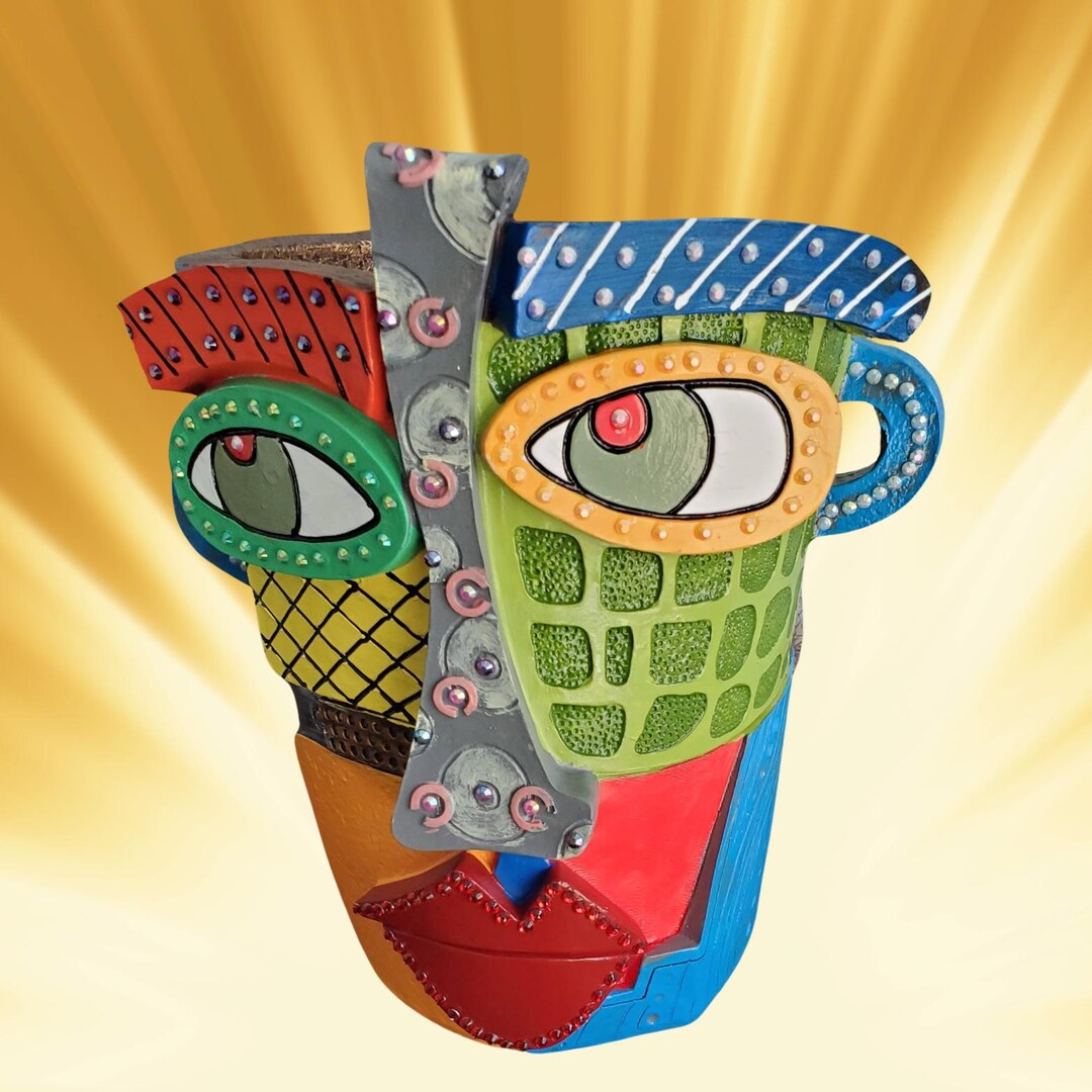 Picasso-inspired Abstract Face Planter, Embellished or Original Unique ...