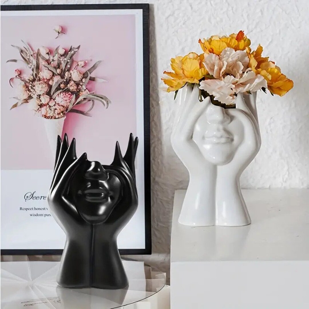 Ceramic Face Vase Female Form Modern Vases Head Half Bust Vase for ...