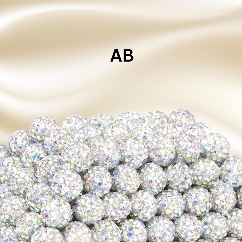 10mm Rhinestone Beads Bulk, 17 Colors Sparkle Crystal Clay Disco Ball ...