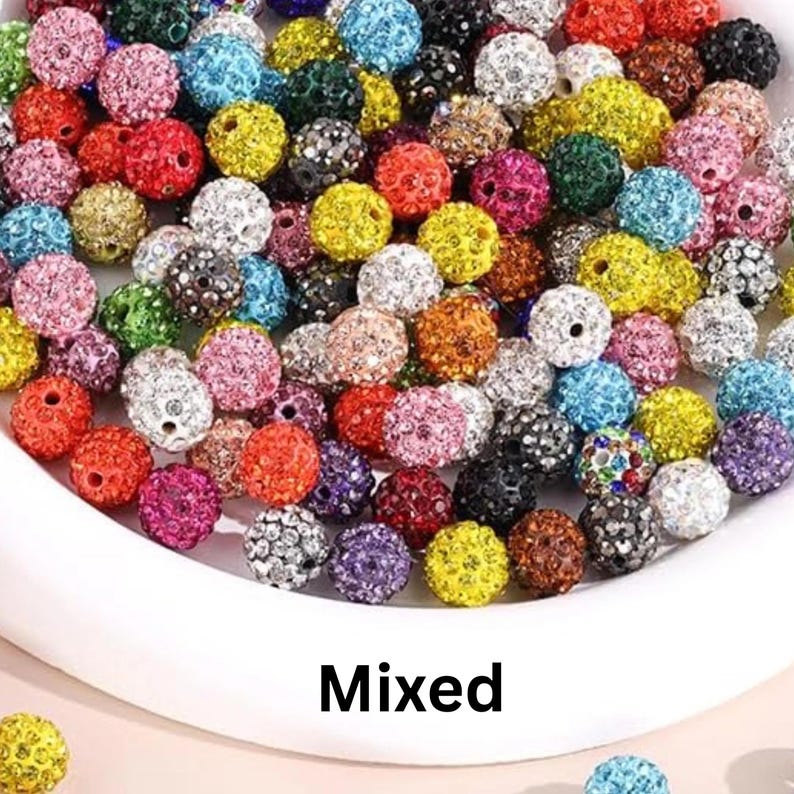 10mm Rhinestone Beads Bulk, 17 Colors Sparkle Crystal Clay Disco Ball ...