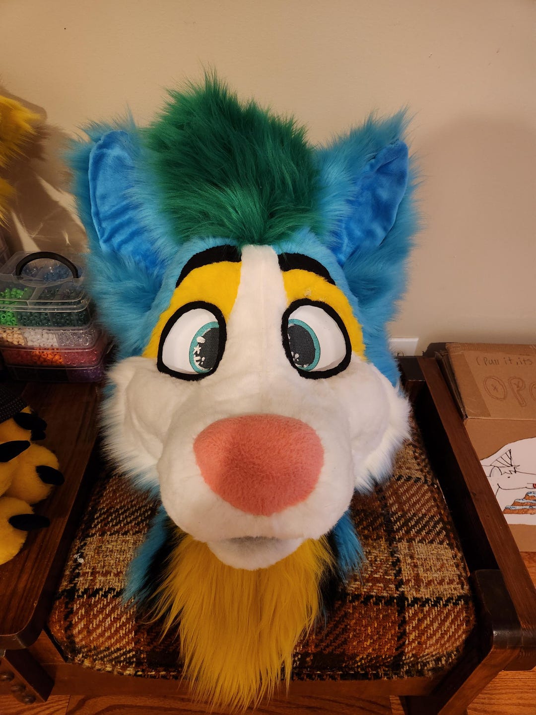Pre-made Fursuit Head, Paws, Tail, Arm Sleeves, Bandana, Belt - Etsy