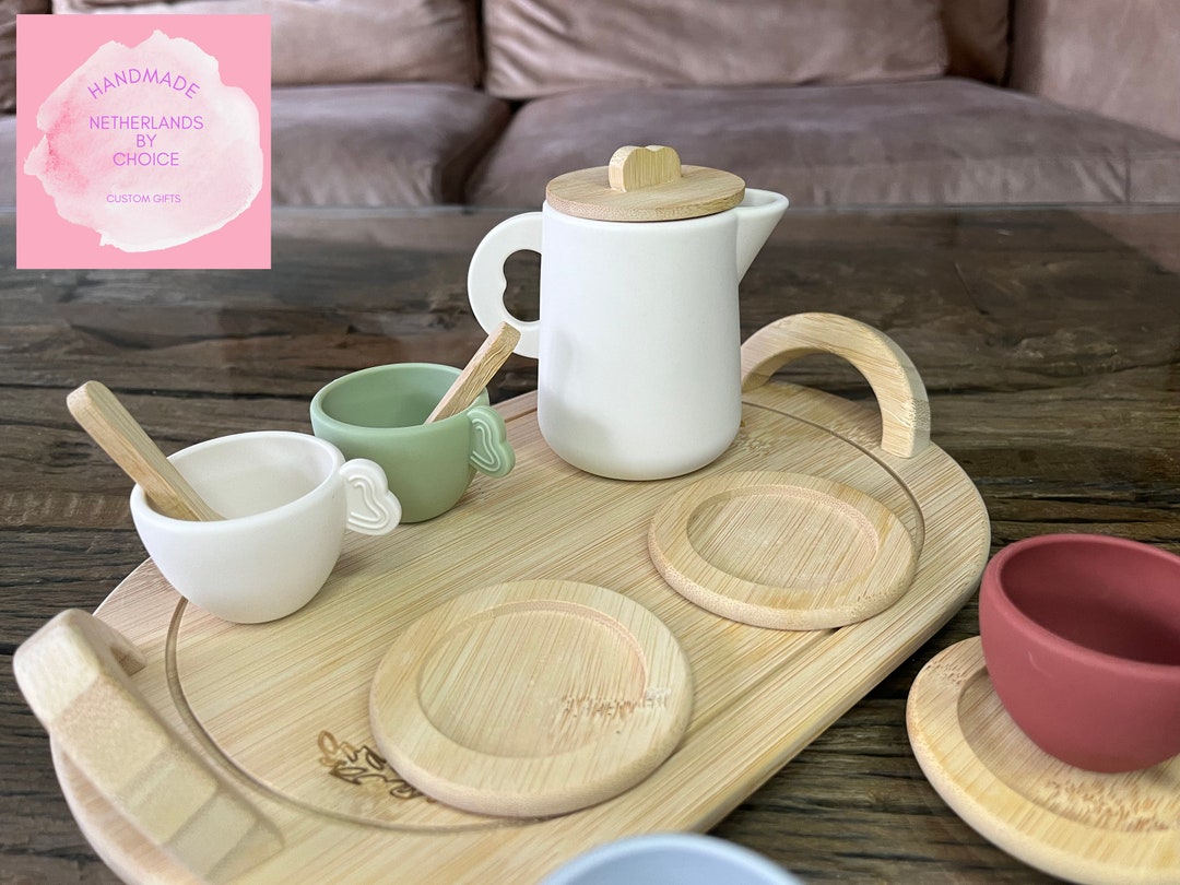 Wooden Tea Set, Realistic Tea Set Toy, Colored Tea Set Toy, Montessori ...