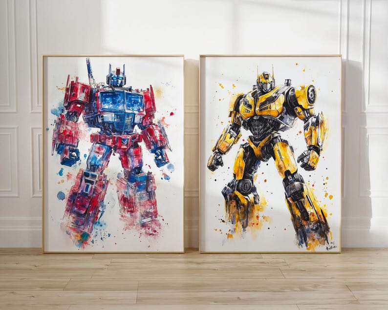 Transformers Movie Wall Art Print, Transformer Watercolor Poster, Kids ...