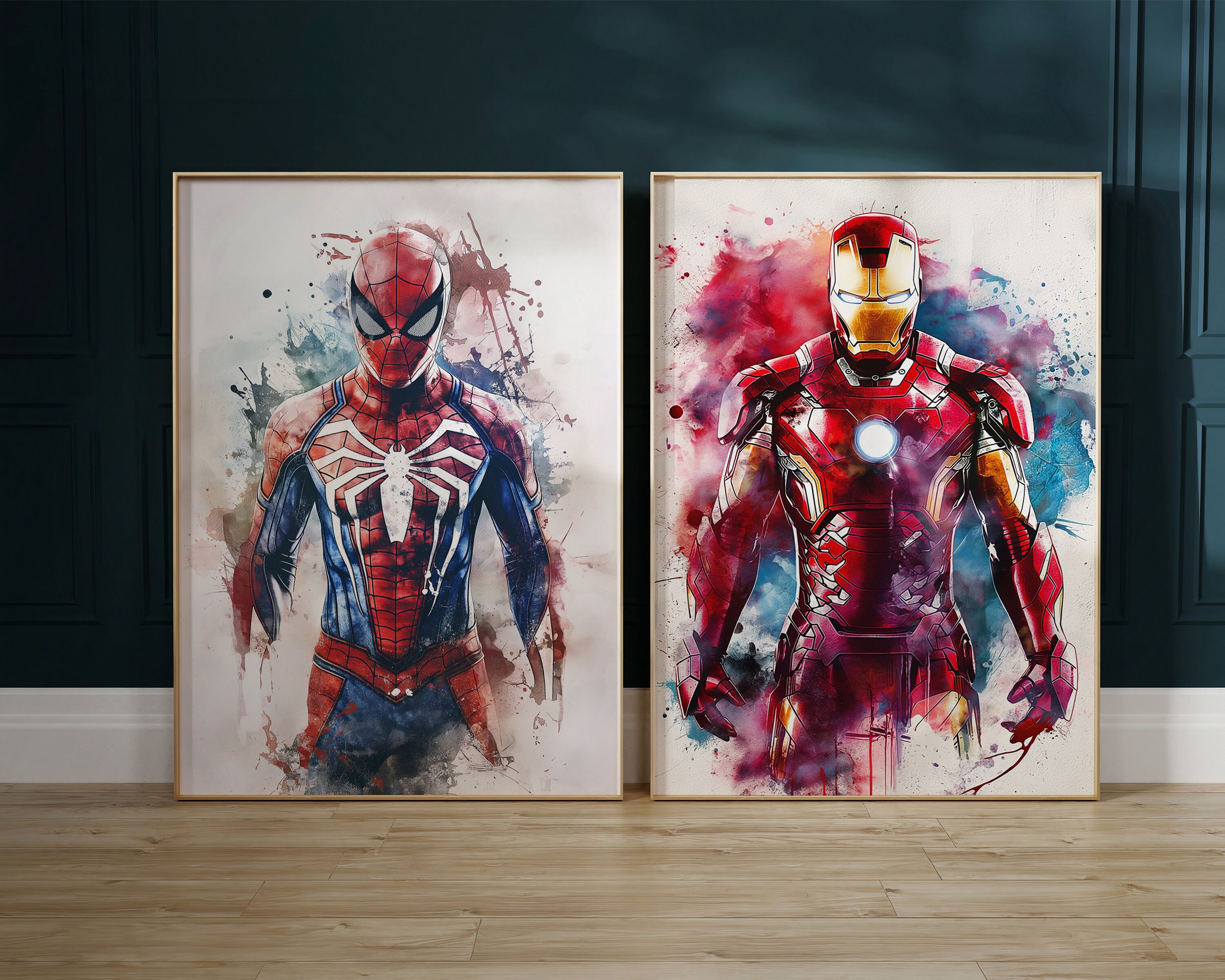 6 Watercolor Dripping Art Superheroes, Dripping Art, Digital Download ...