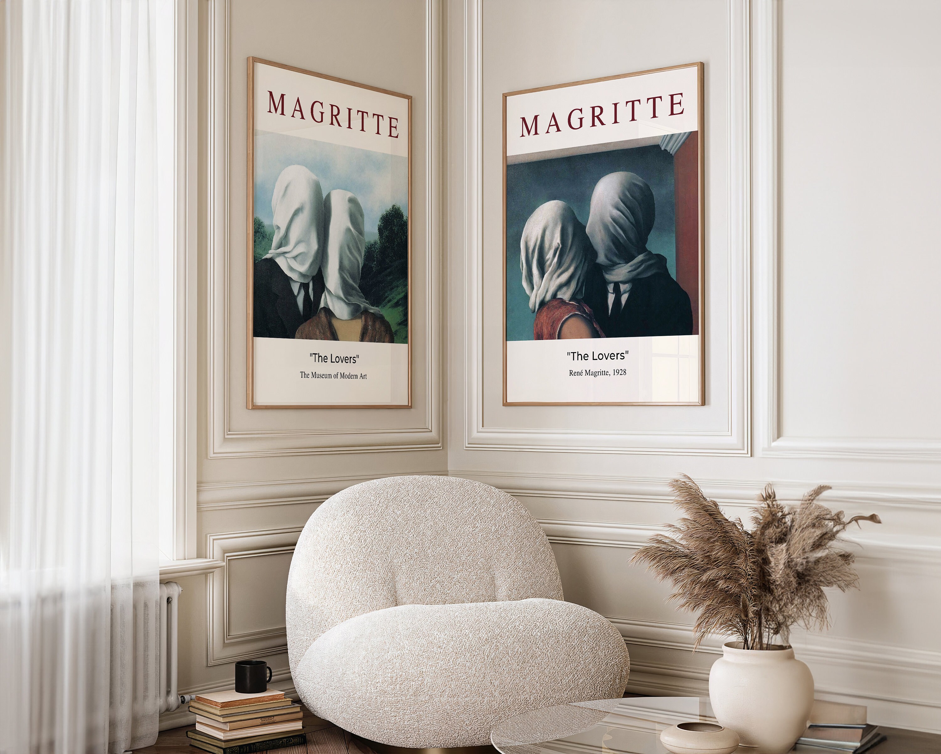 SET of Rene Magritte the Lovers Wall Art Print, Rene Magritte Poster ...