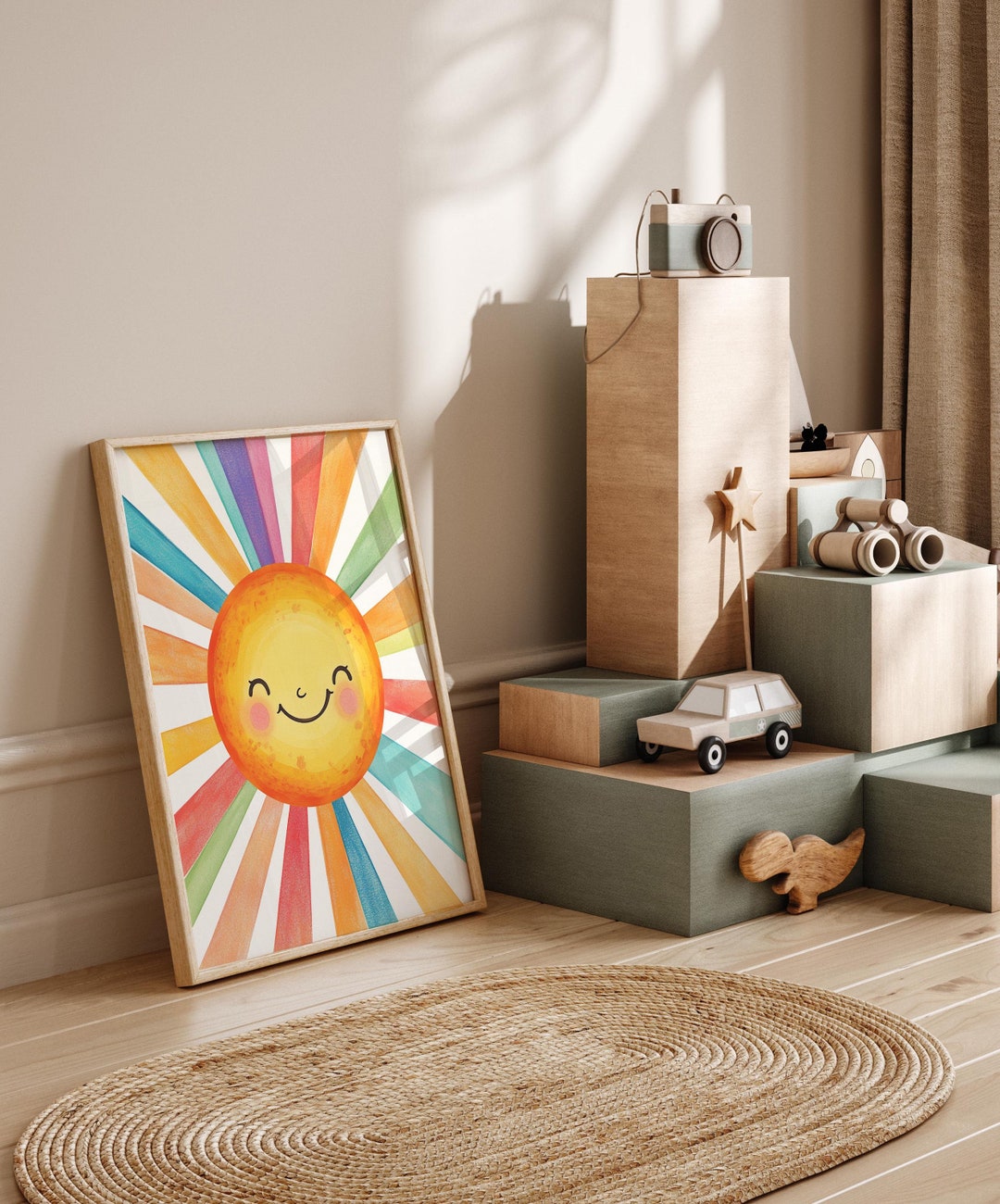 Watercolor Sun Poster, Sun Playroom Wall Art Decor, Watercolor Nursery ...