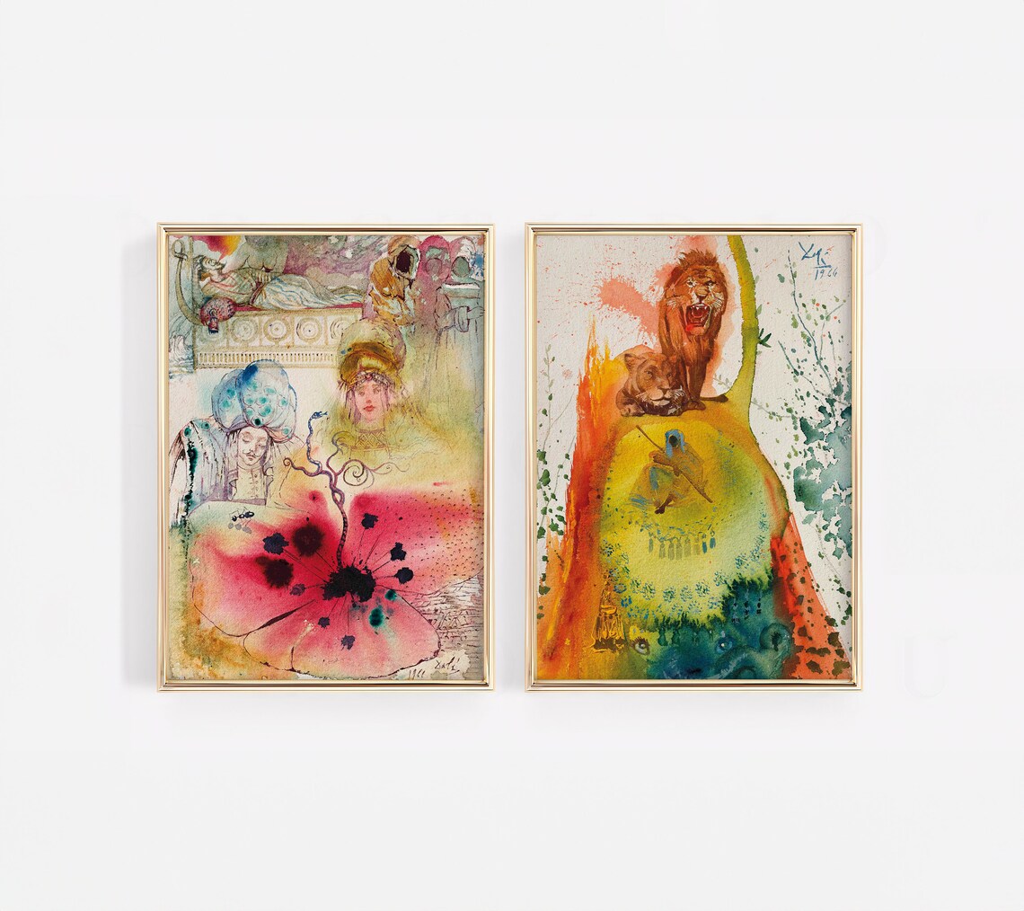 SET of Salvador Dali Prints, Salvador Dali Posters, Salvador Dali Wall ...