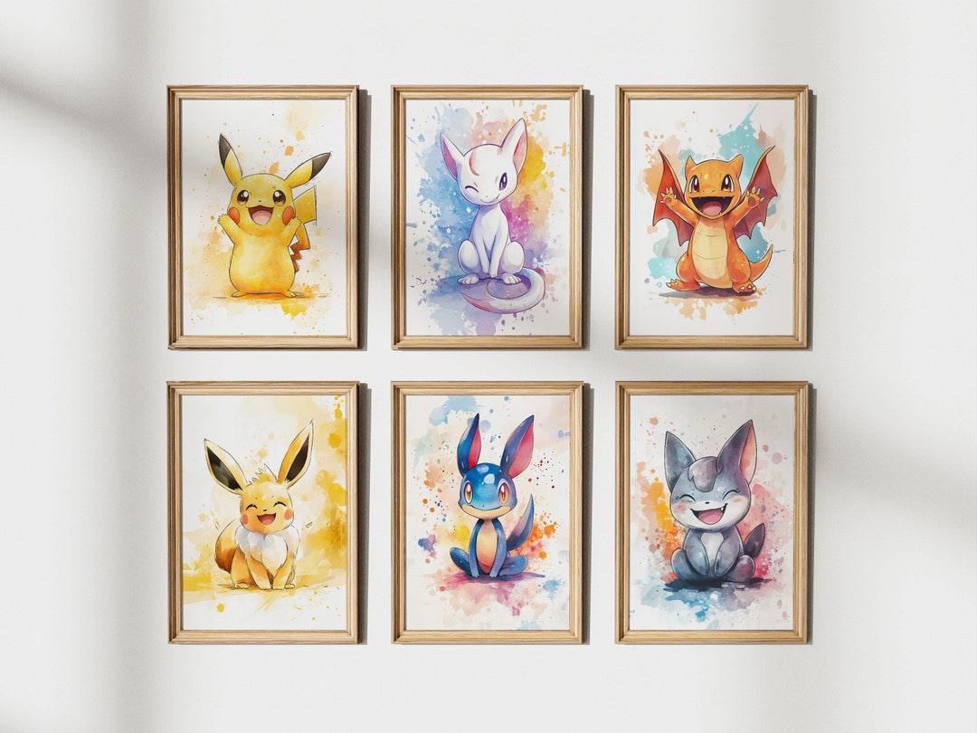 Pokemon Set of Watercolor Print, Pokemon Printable Poster Painting ...