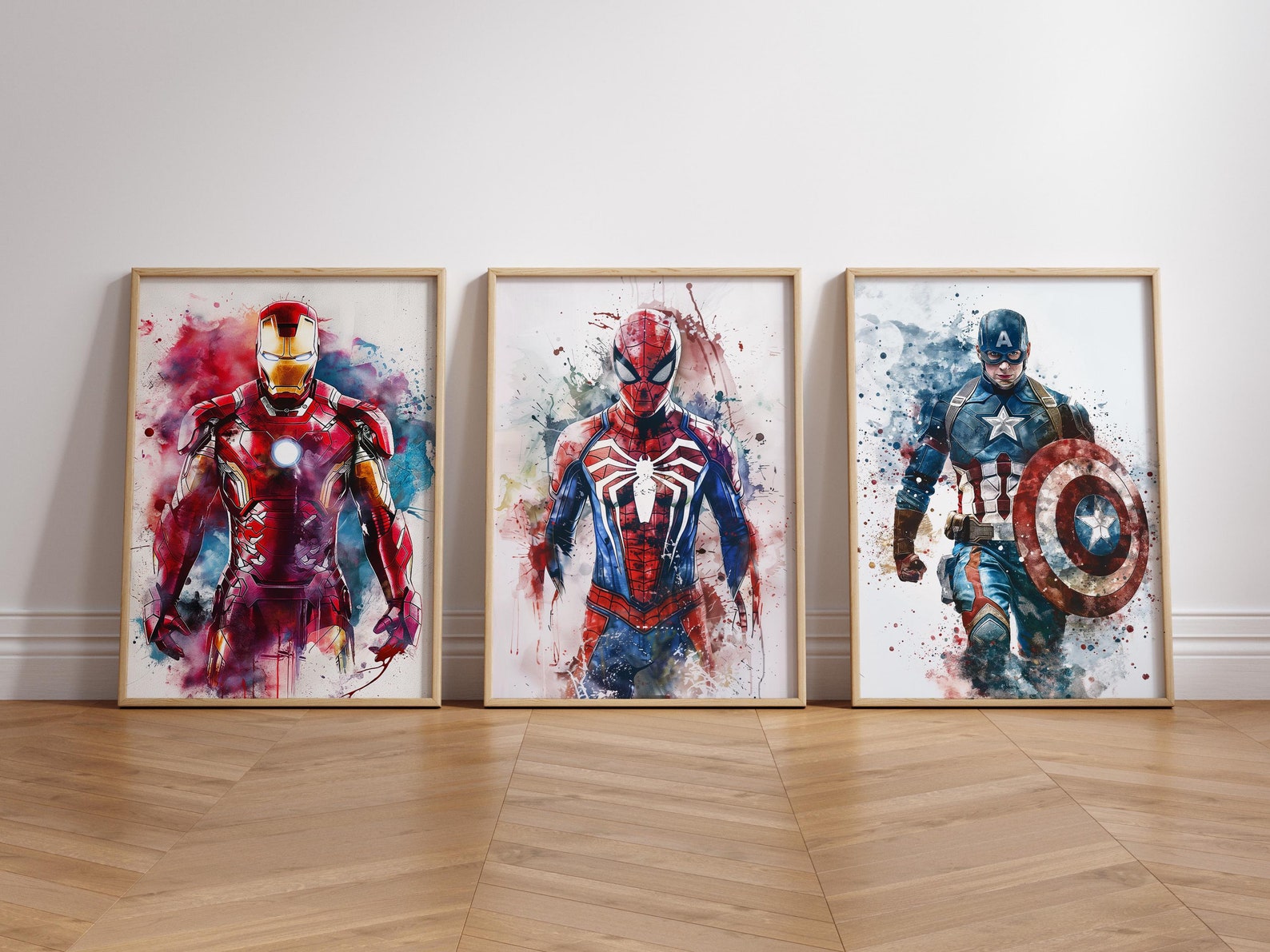 6 Watercolor Dripping Art Superheroes, Dripping Art, Digital Download ...