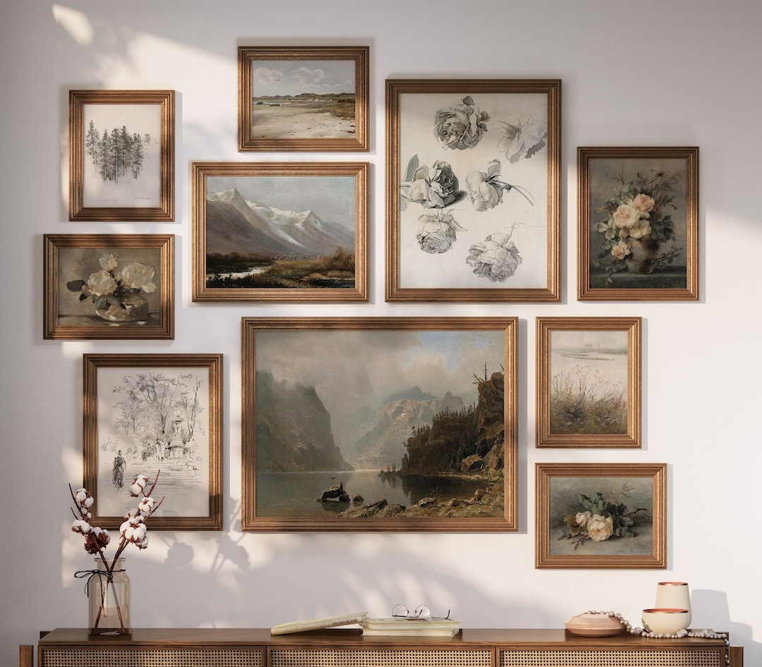 Vintage Neutral Gallery Wall SET, Vintage European Wall Prints, Muted ...