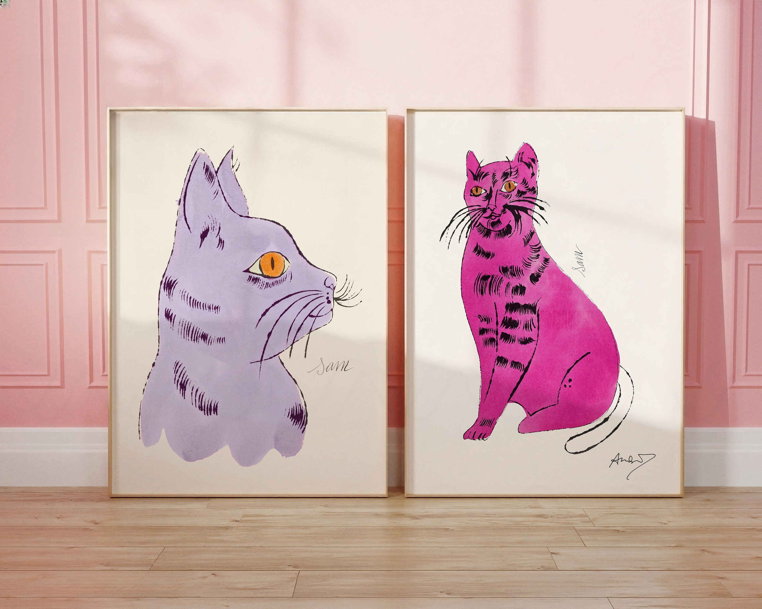 Andy Warhol Cat Sam Set of 2 Print, Andy Warhol Poster, Andy Warhol ...