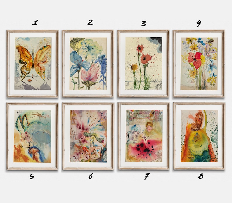 SET of Salvador Dali Prints, Salvador Dali Posters, Salvador Dali Wall ...
