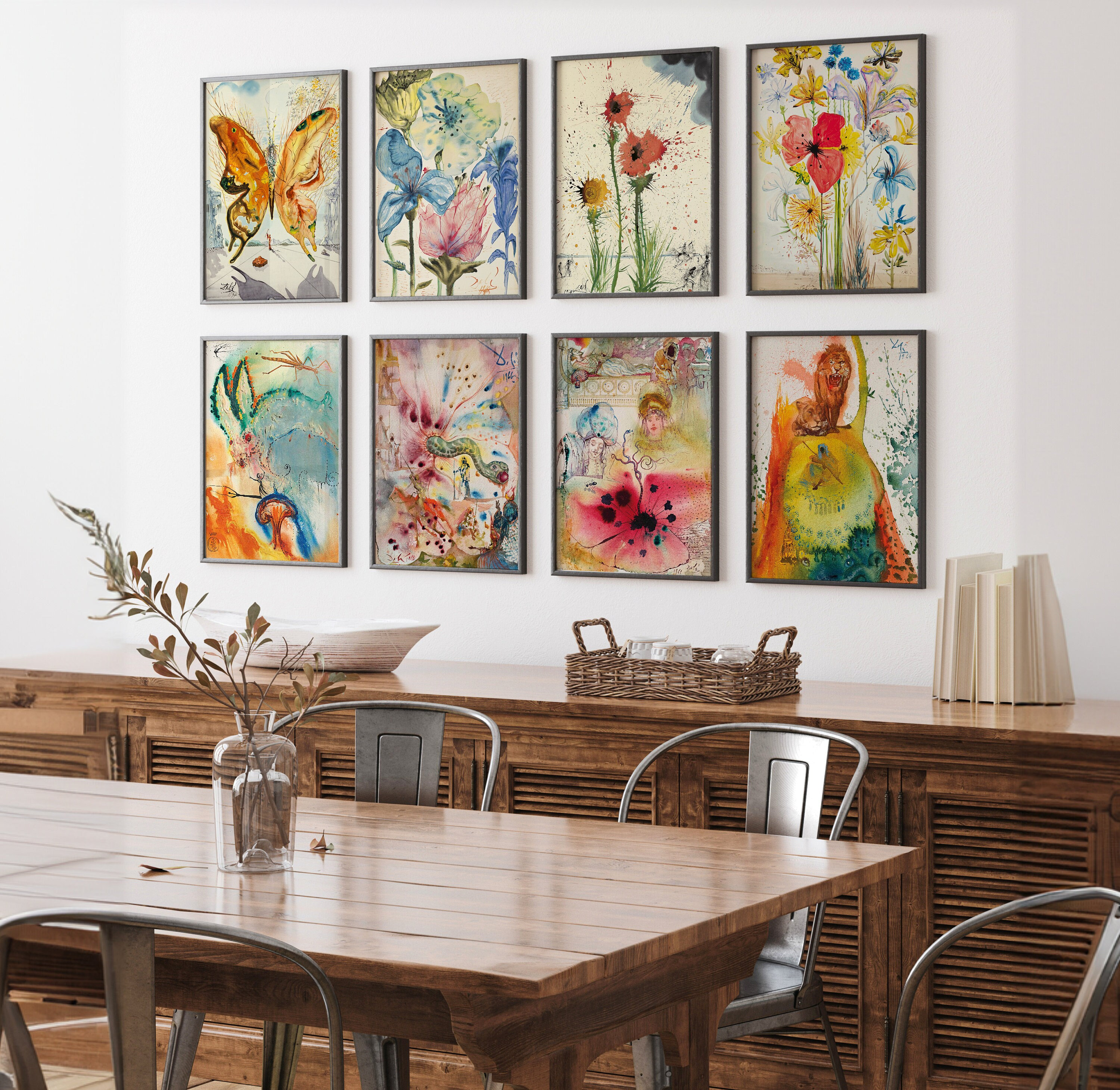SET of Salvador Dali Prints, Salvador Dali Posters, Salvador Dali Wall ...
