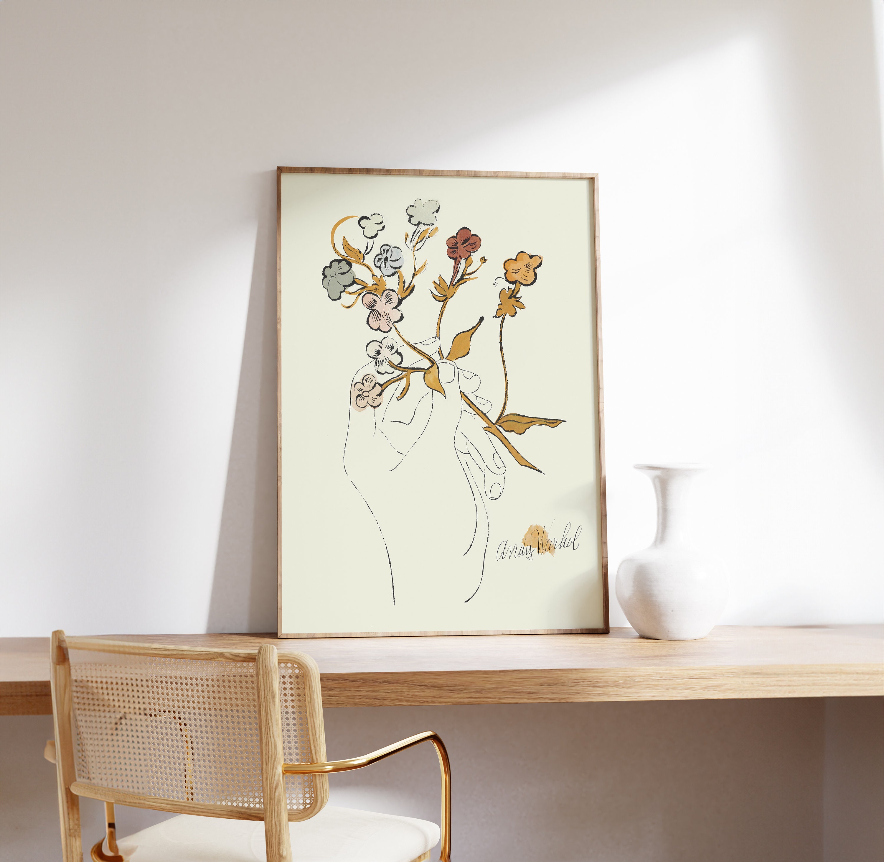 Andy Warhol Flower in a Hand Wall Art Print, Andy Warhol Poster, Andy ...
