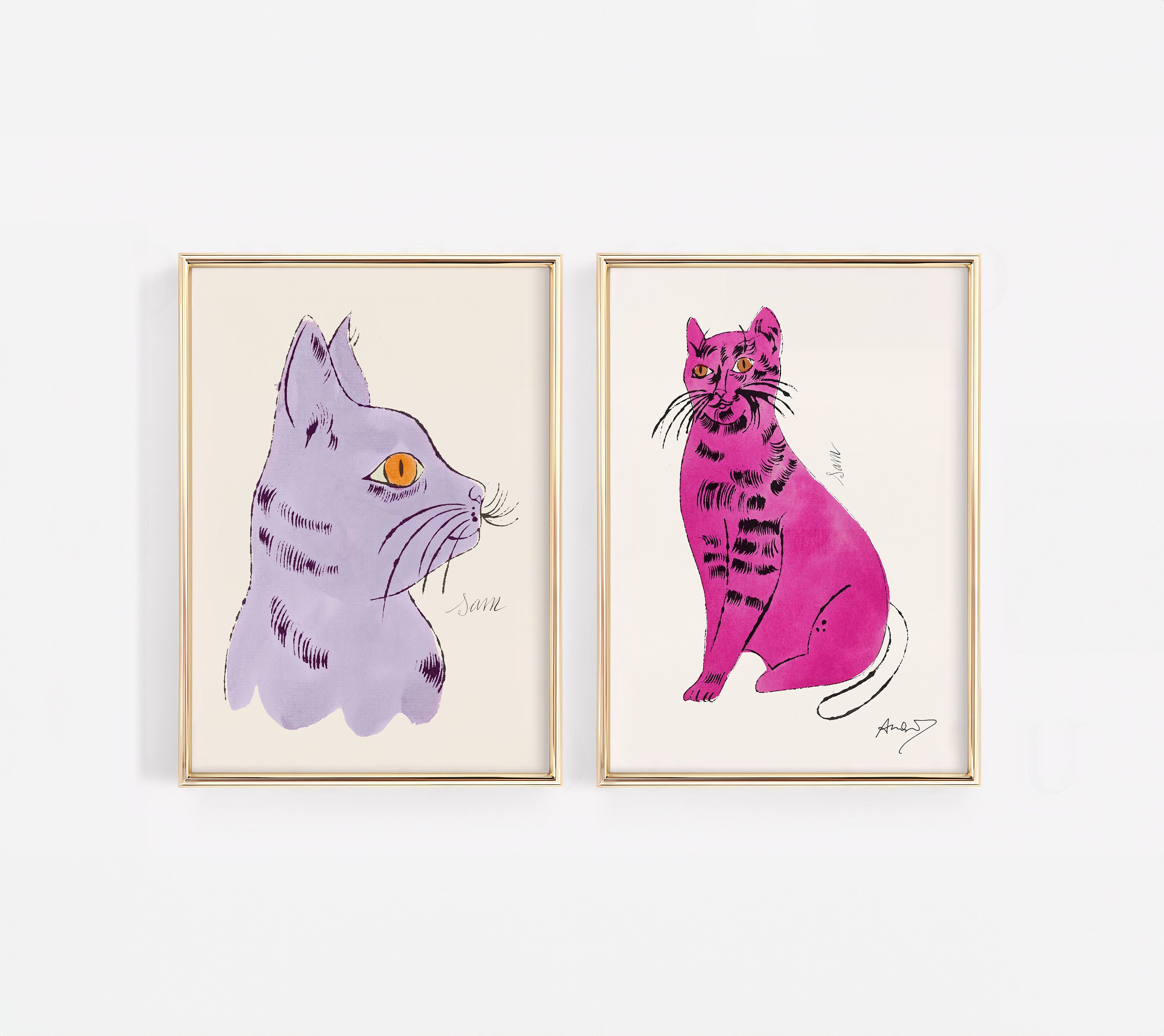 Andy Warhol Cat Sam Set of 2 Print, Andy Warhol Poster, Andy Warhol ...