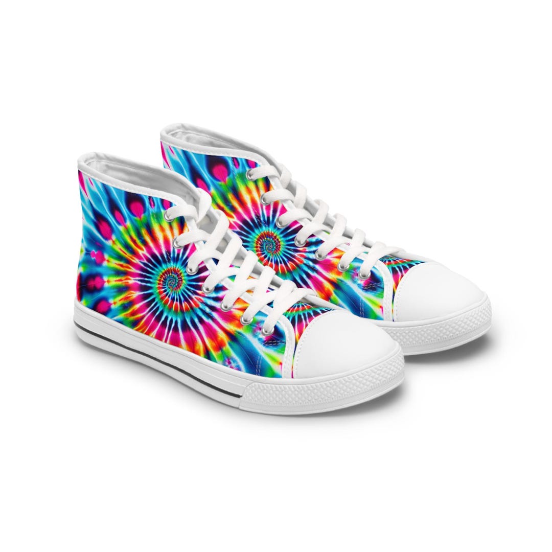 Colorful Tie-dye High Top Sneakers, Trendy Footwear, Summer Vibes ...