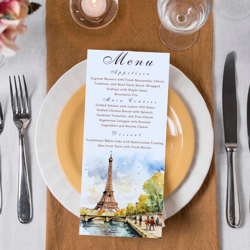 Eiffel Tower Designed Menus - Etsy