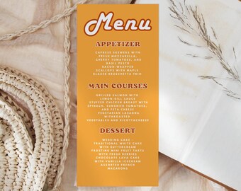 Editable Retro Menu, Template, Downloadable, Printable, Wedding - Etsy