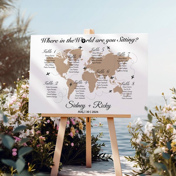 World Map Seating Chart Template Where in the World Are - Etsy