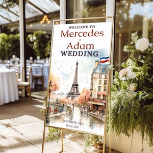Eiffel Tower Paris Wedding Welcome Sign Paris Bridal Shower Template ...