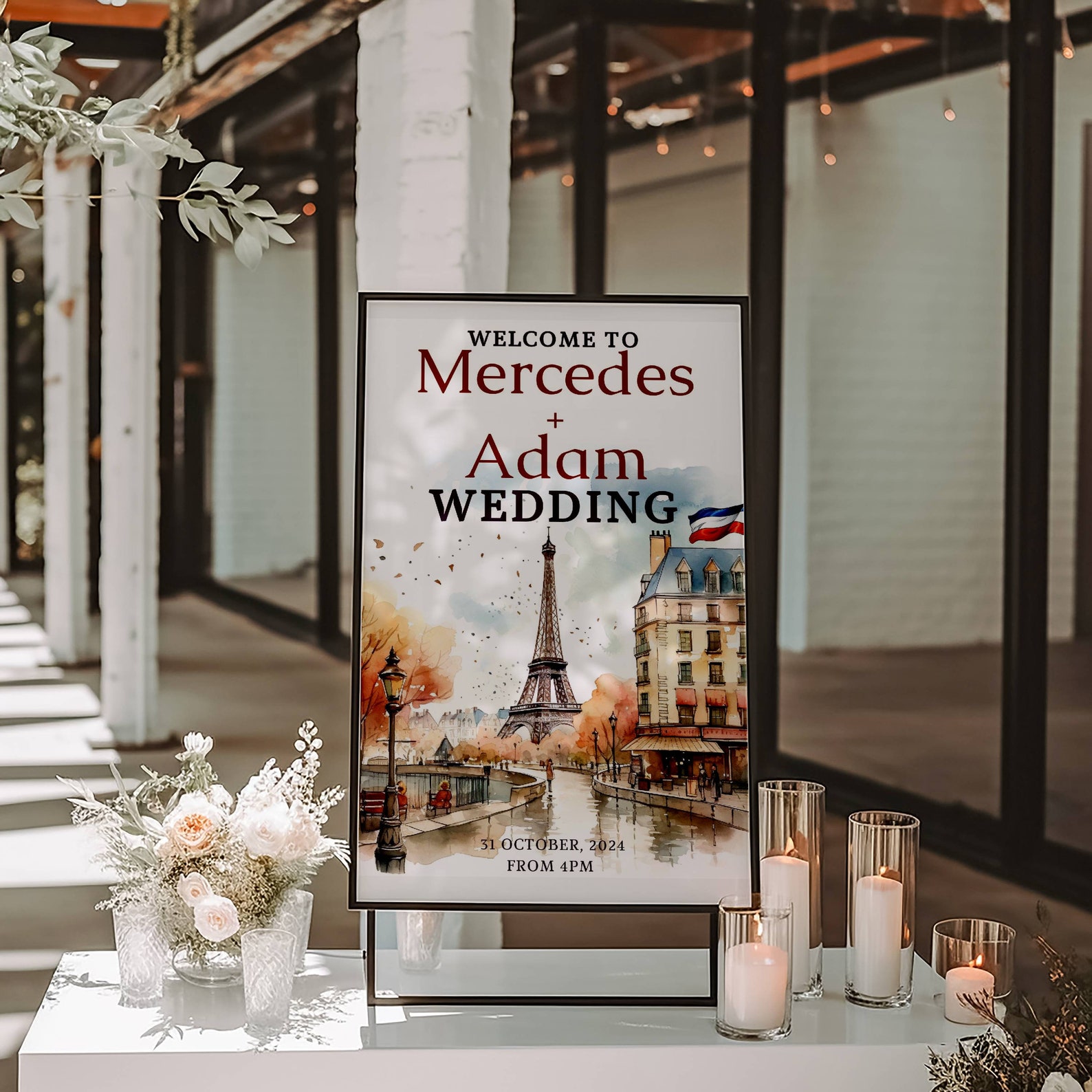 Eiffel Tower Paris Wedding Welcome Sign Paris Bridal Shower Template ...