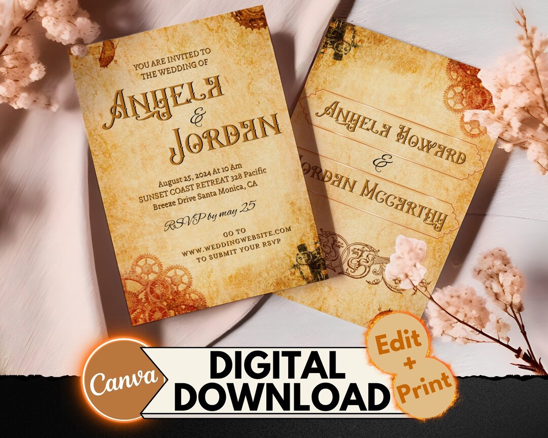 Old Style Middle Ages Wedding Invitation Editable Vintage Stationery ...