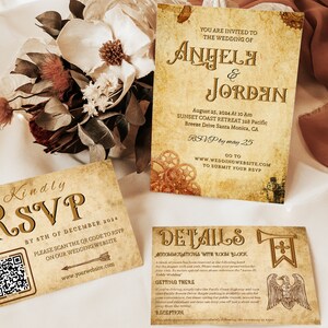 Medieval Wedding Invitation Suite Fantasy Middle Ages Invite Template ...