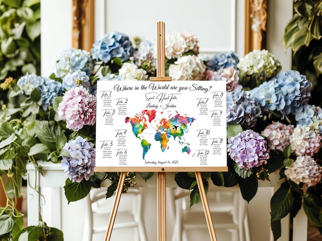 Colorful World Map Seating Chart Template Canvas Travel Map Rainbow ...