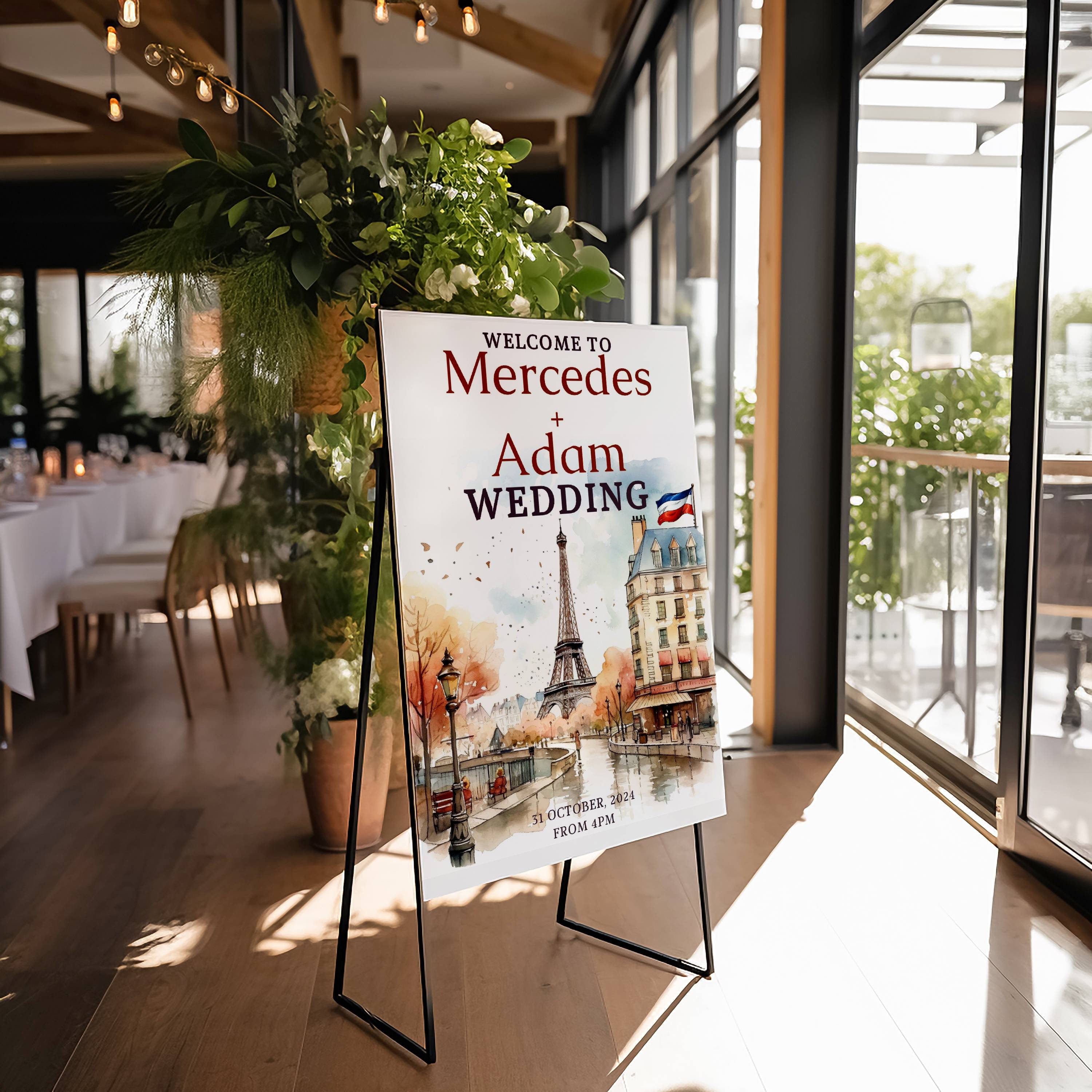 Eiffel Tower Paris Wedding Welcome Sign Paris Bridal Shower Template ...