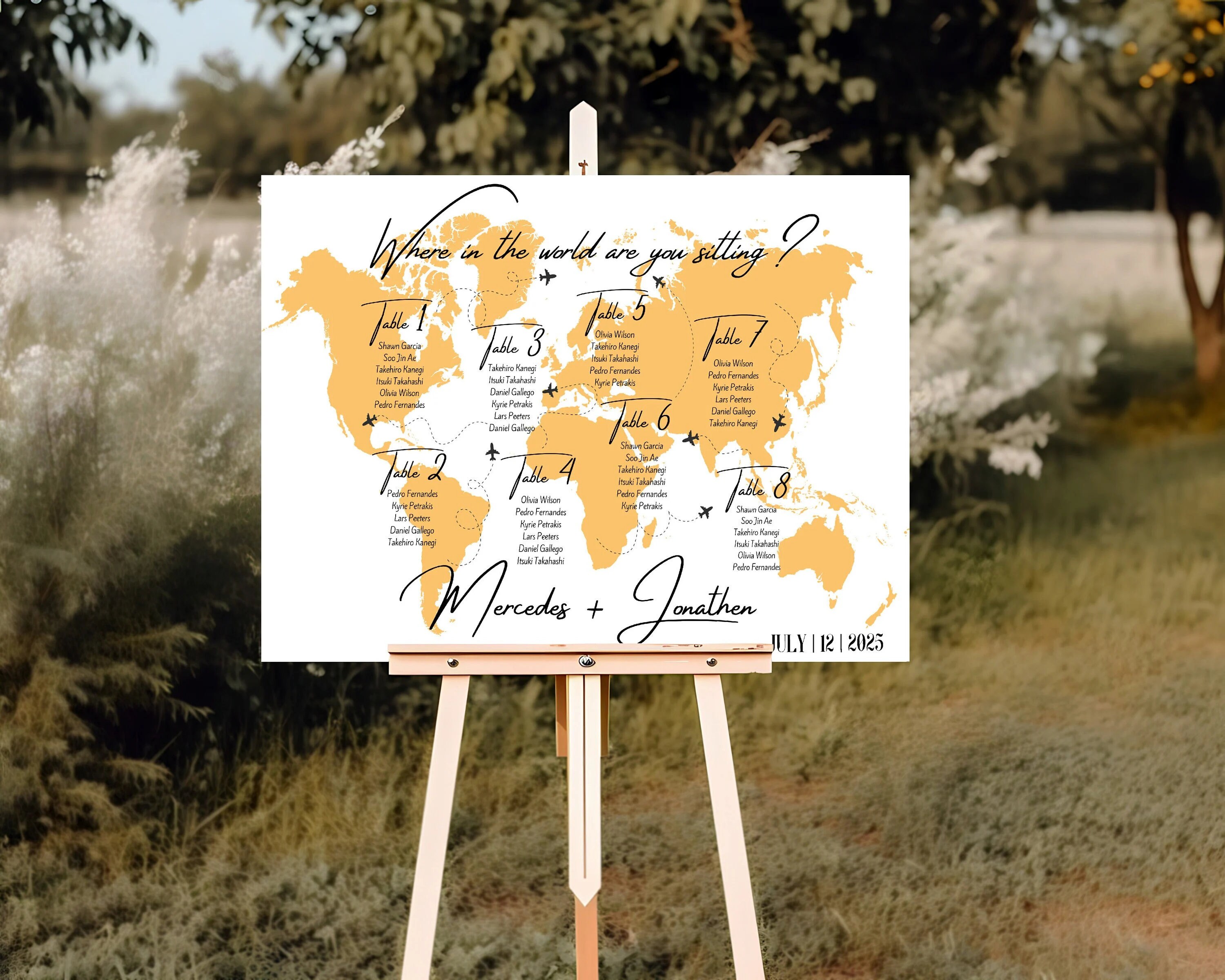 World Map Wedding Template Bundle Yellow Orange World Map Wedding ...