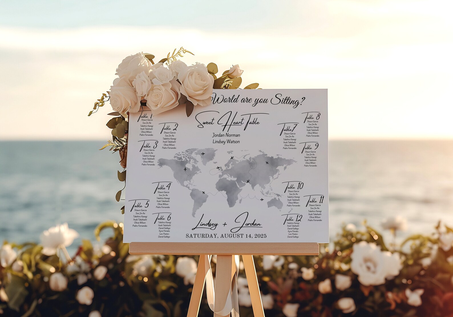 World Map Wedding Seating Sign Printable Travel Destination Table ...
