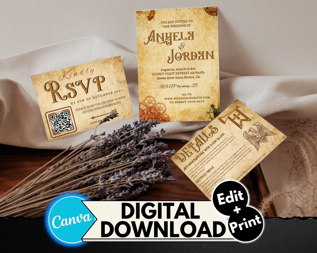 Medieval Wedding Invitation Suite Fantasy Middle Ages Invite Template ...