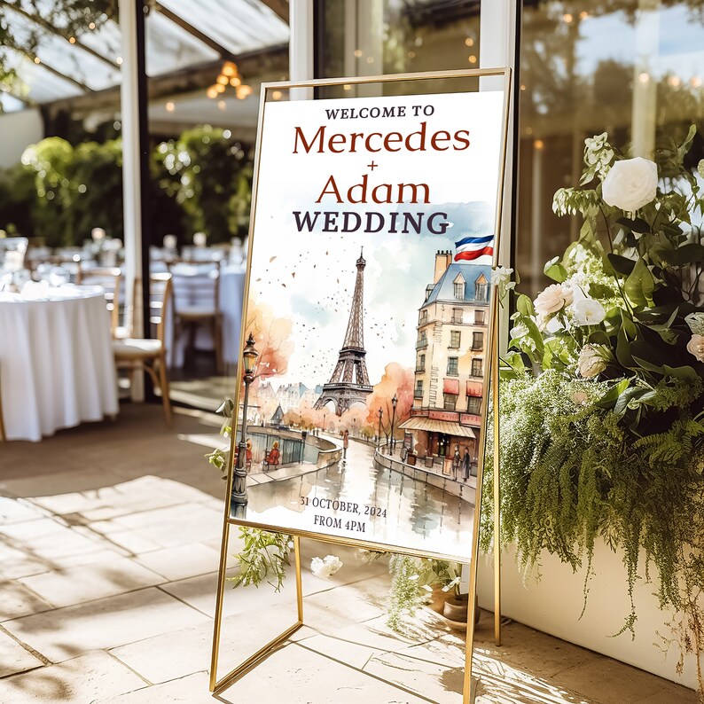 Eiffel Tower Paris Wedding Welcome Sign Paris Bridal Shower Template ...