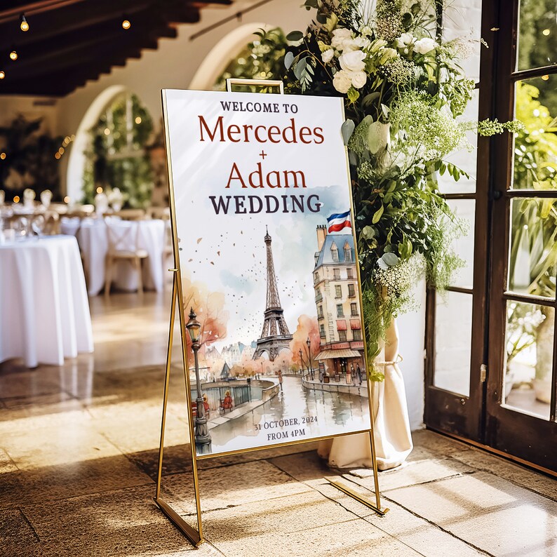 Eiffel Tower Paris Wedding Welcome Sign Paris Bridal Shower Template ...