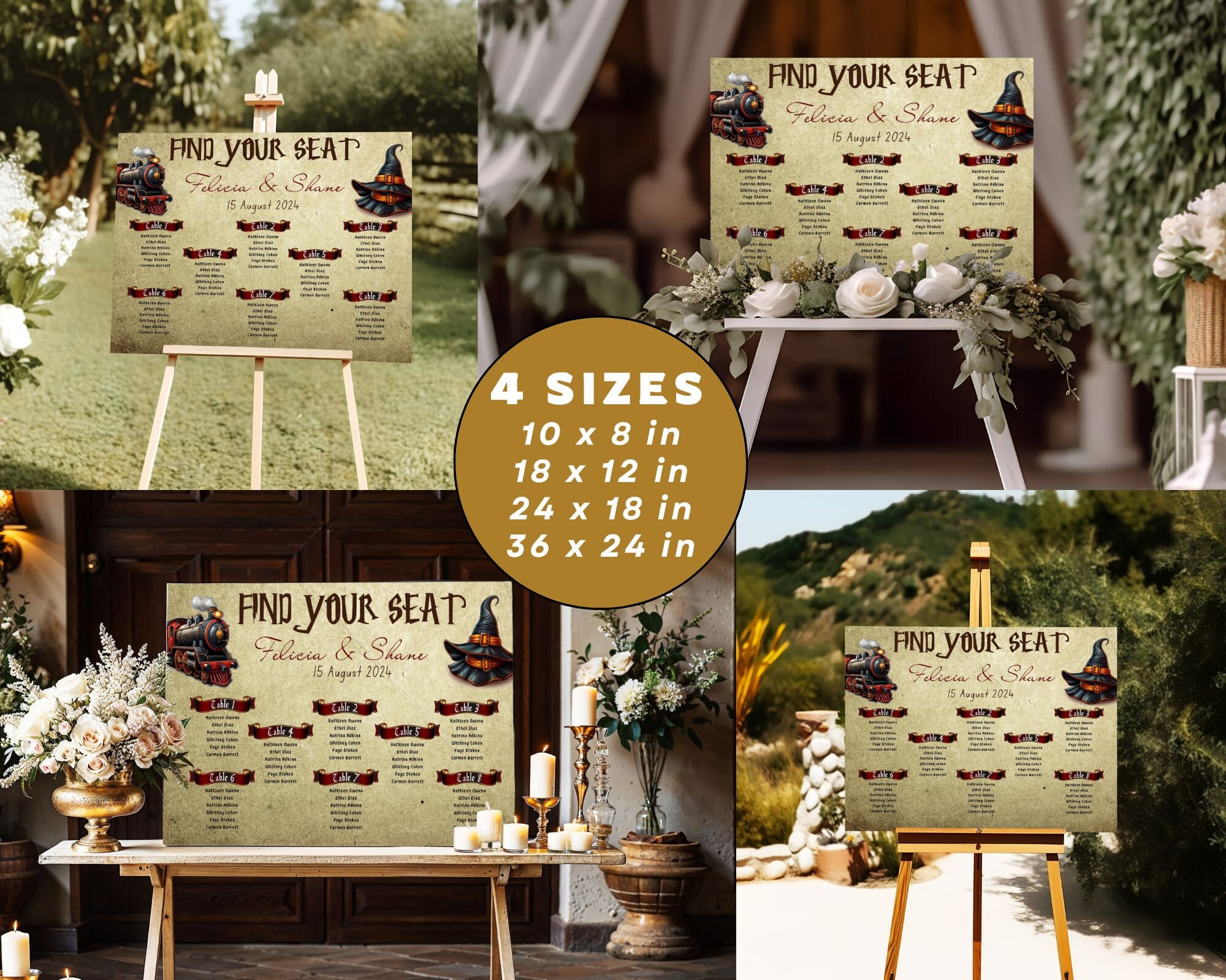 Magical Wizard Wedding Seating Plan Template Wizard Fantasy Table ...