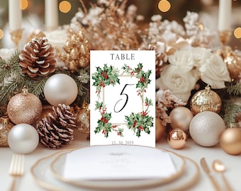 Christmas Printable Table Numbers Holiday Table Numbers for Xmas Dinner ...