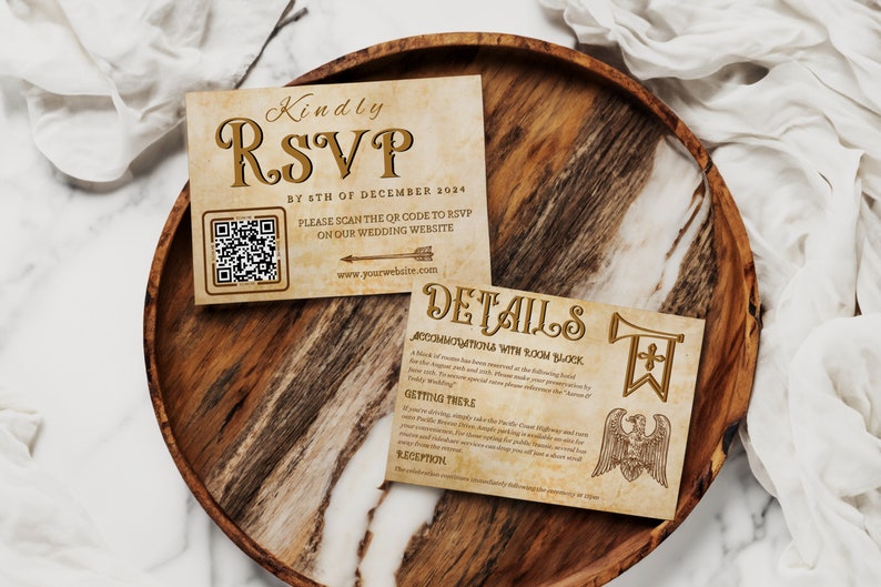 Medieval Wedding Invitation Suite Fantasy Middle Ages Invite Template ...