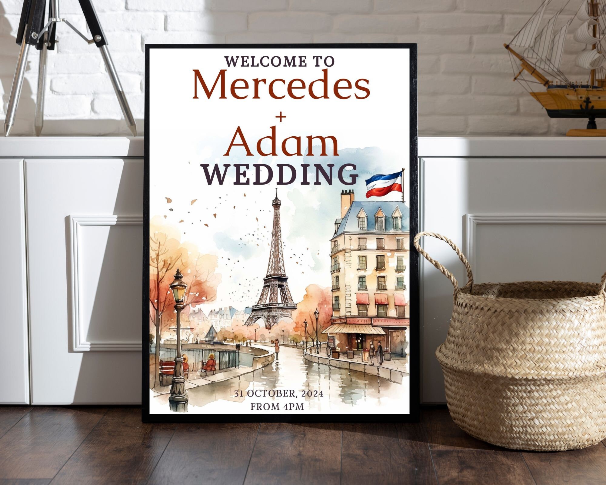 Eiffel Tower Paris Wedding Welcome Sign Paris Bridal Shower Template ...